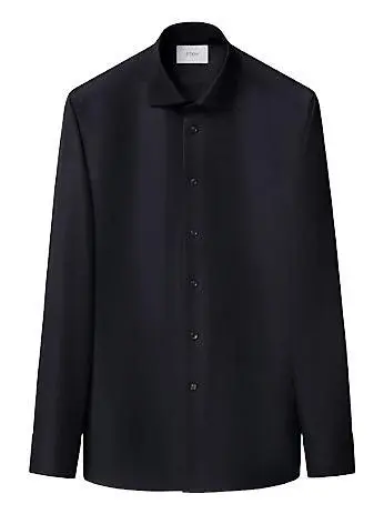 Eton Houndstooth King Long-sleeve Contemporary-fit Cotton Twill Shirt - Black