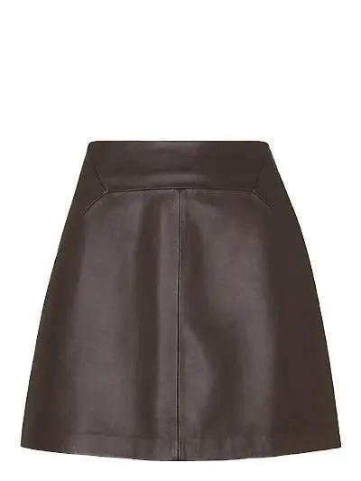 Whistles A-line High-rise Mini Leather Skirt - Brown