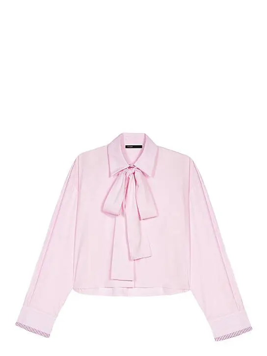 Maje Tie-neck Long-sleeve Shirt - Pink