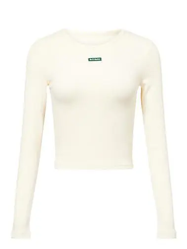 RU & ROCKA Logo-patch Ribbed Cotton Top - Butter Cream