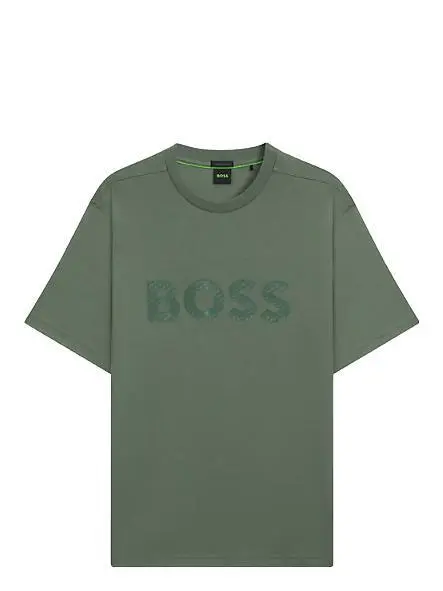 BOSS Logo-print Short-sleeve Cotton T-shirt - Open Green