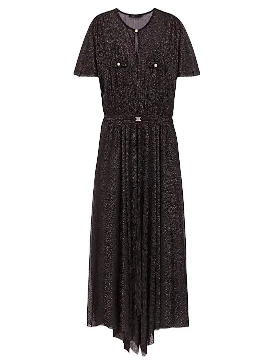 Maje Metallic Belted Maxi Dress - Black