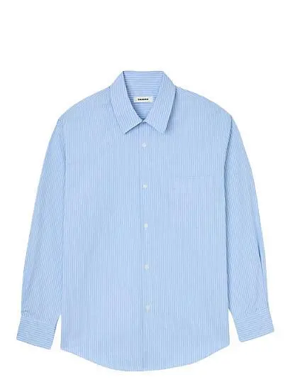 Sandro Striped Relaxed-fit Cotton Shirt - Sky Blue