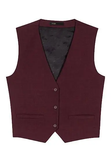 Maje Sleeveless Wool-blend Jacket - Burgundy