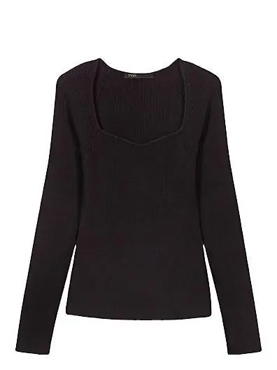 Maje Slim-fit Wool-blend Jumper - Black