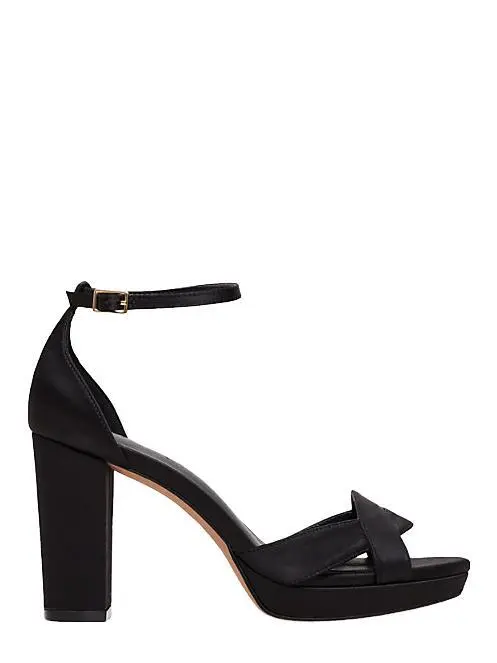 PHASE EIGHT Crossover-strap Satin Heeled Sandals - Black