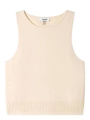 Sandro Wool And Cashmere Sleeveless Jumper - Vanilla