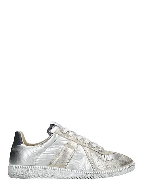 MAISON MARGIELA Replica Leather Trainers - Silver Com