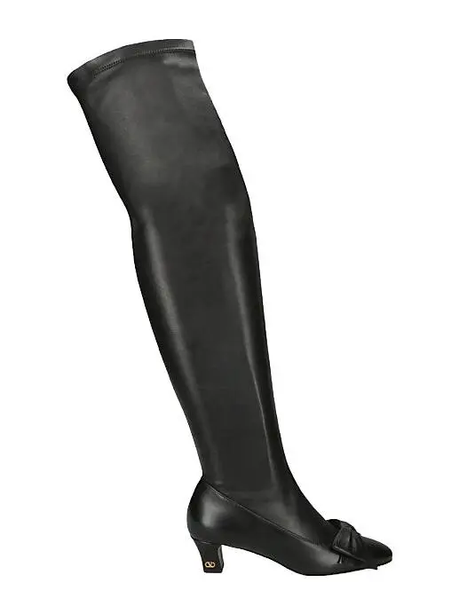 Valentino Garavani Bowow 45 Leather Over-the-knee Boots - Black