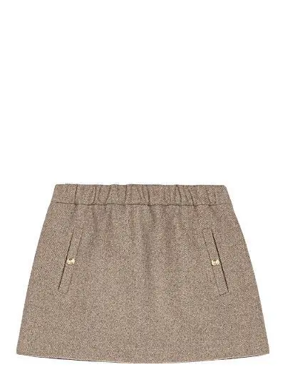 Maje Wool-blend Mini Skirt - Beige