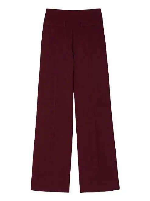 Sandro Wool-blend High-rise Wide-leg Trousers - Bordeaux