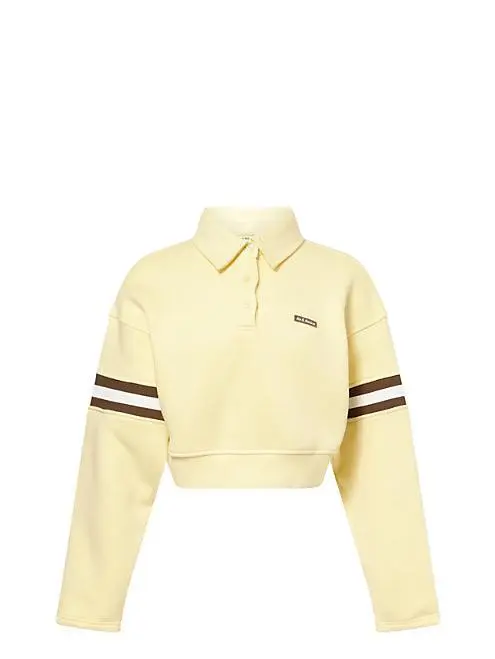 RU & ROCKA Cropped Cotton-blend Polo Sweatshirt - Lemon