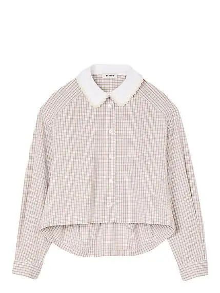 Sandro Pearl-embroidered Collar Checked Shirt - Beige / White