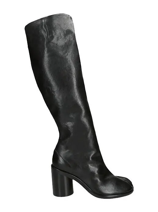 MAISON MARGIELA Tabi Leather Heeled Knee-high Boots - Black
