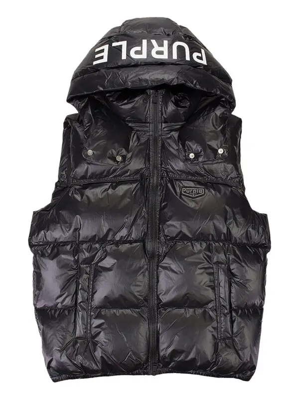 PURPLE BRAND Nylon Puffer Vest - Black