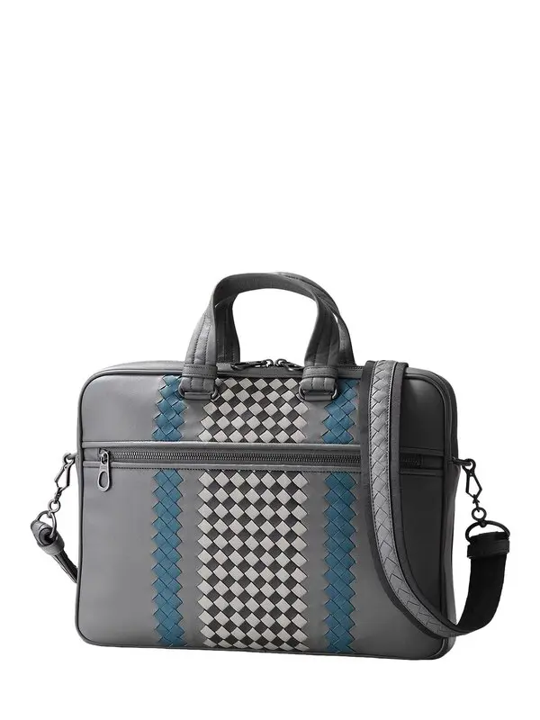 Bottega Veneta Intrecciato Leather Briefcase - Grey