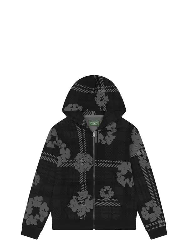 DENIM TEARS Plaid Cotton Wreath Zip Hoodie - Black