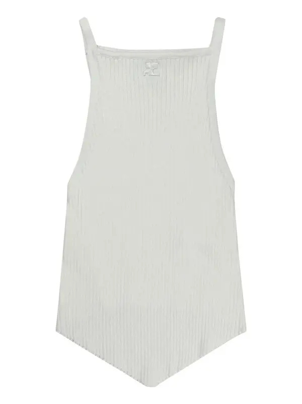 COURREGES Signature Pointy Rib Knit Top - White