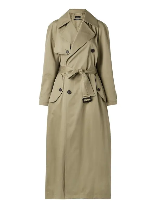 Balenciaga Cocoon Double-breasted Cotton-twill Trench Coat - Neutrals