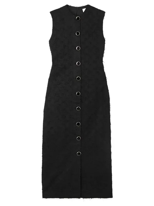 DESTREE Camille Frayed Fil Coupé Organic Cotton Midi Dress - Black