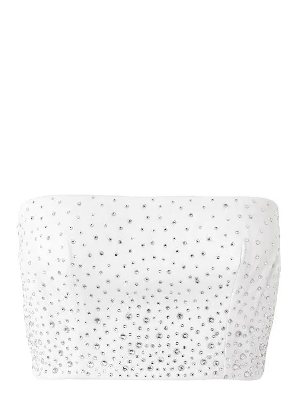 Alex Perry Cropped Strapless Crystal-embellished Top - White