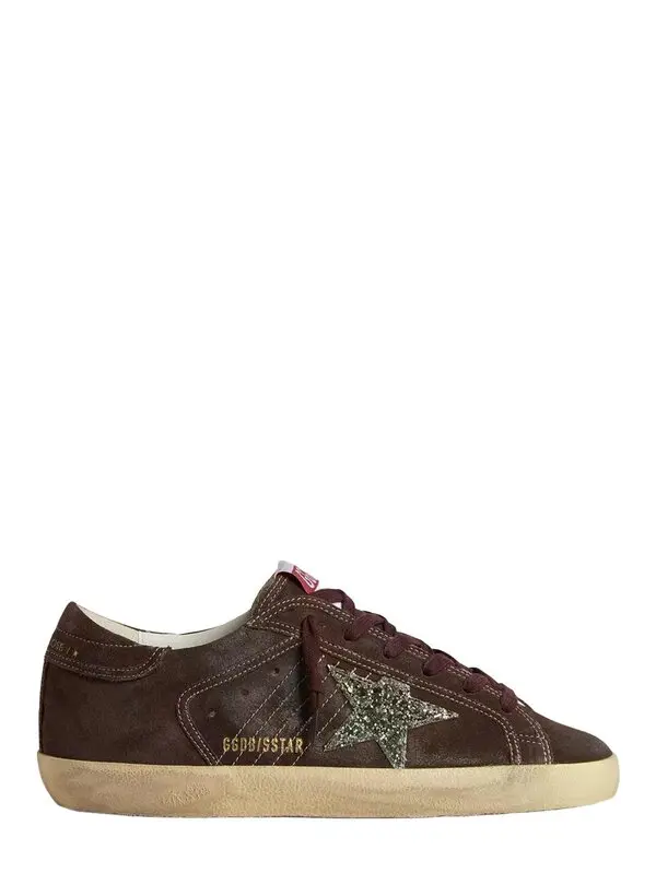 GOLDEN GOOSE Super-star Glitter Embellished Sneakers - Brown