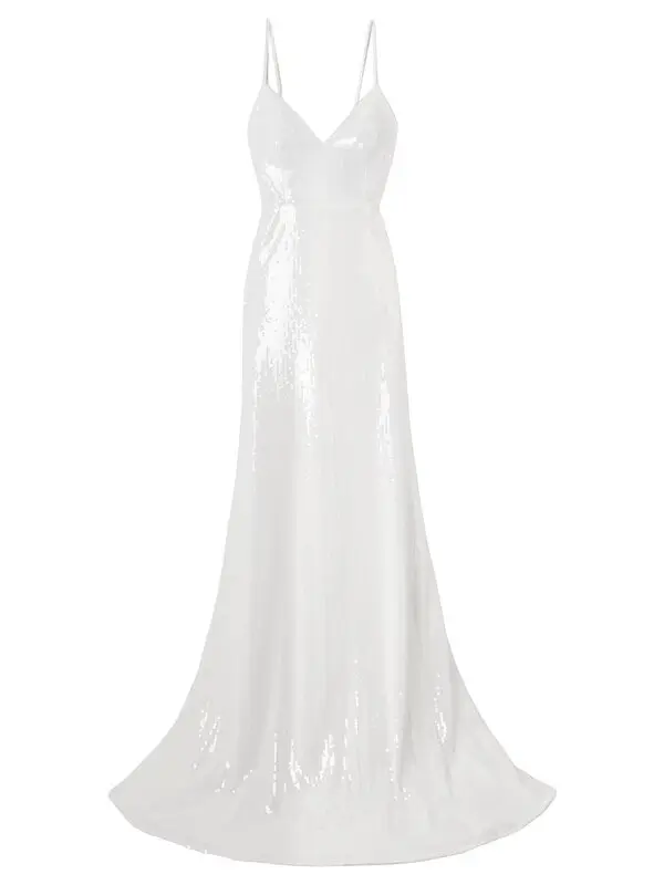 Alex Perry Sequined Mesh Gown - White