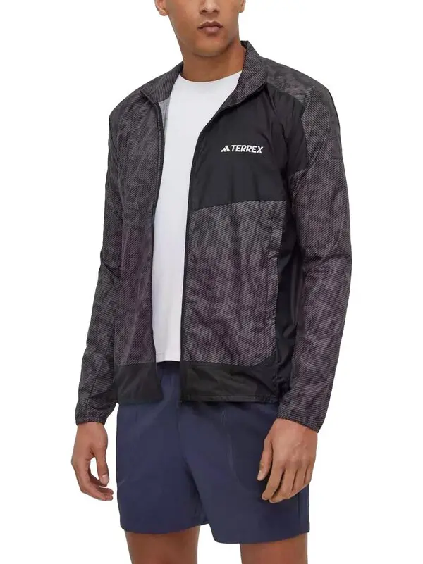Adidas Abstract-print Zip-up Jacket - Grey