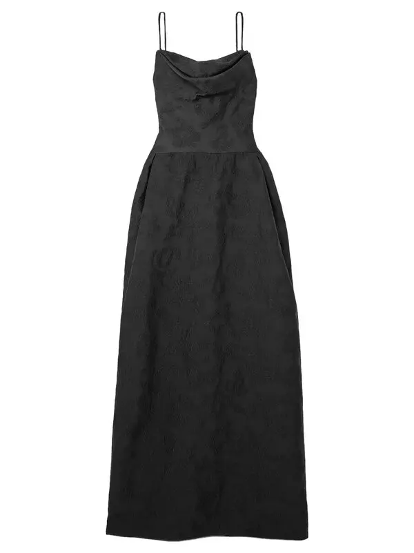 EMILIA WICKSTEAD Kiril Draped Jacquard Gown - Black