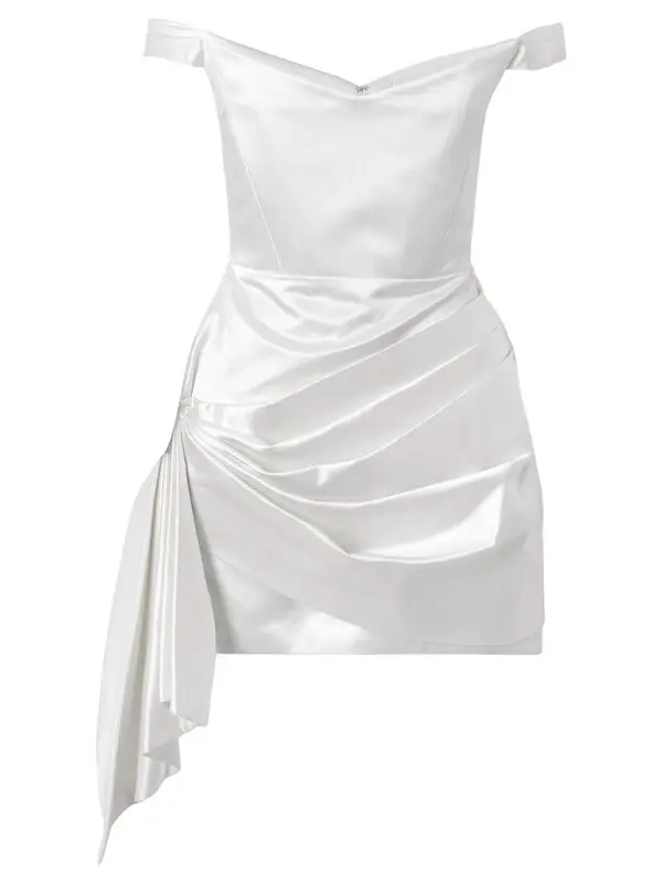 Alex Perry Draped Cotton And Silk-blend Mini Dress - White