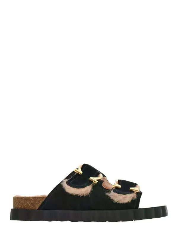 FERRAGAMO Gancini Buckle Sandals - Black