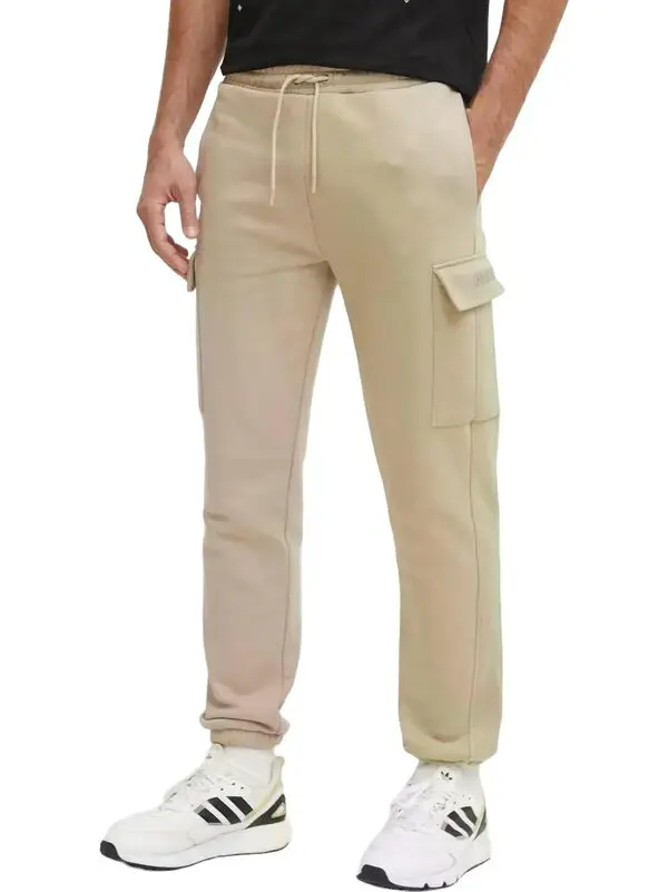 Guess Logo-plaque Cargo Track Pants - Neutrals