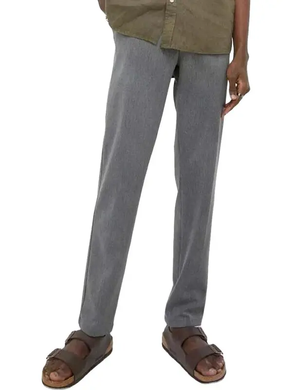 LES DEUX Textured Straight Trousers - Grey