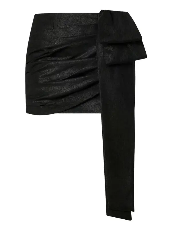 Pinko Draped Mini Skirt With Bow - Black
