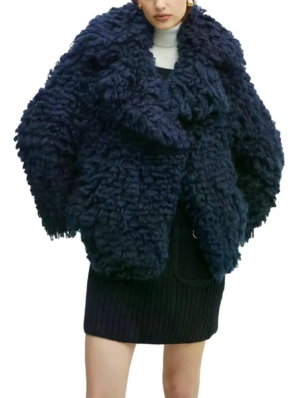 Luisa Spagnoli Bouclé Jacket With Shawl Collar - Blue