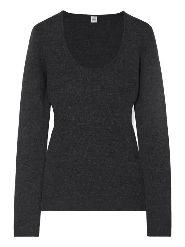 TOTEME Wool-blend Scoop Neck Top - Gray