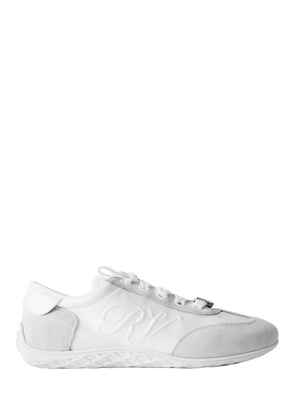 ROGER VIVIER Viv Low Embroidered Leather Sneakers - White