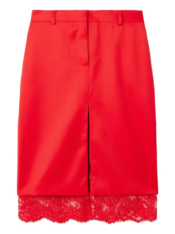 Stella McCartney Lace-trimmed Wool Skirt - Red