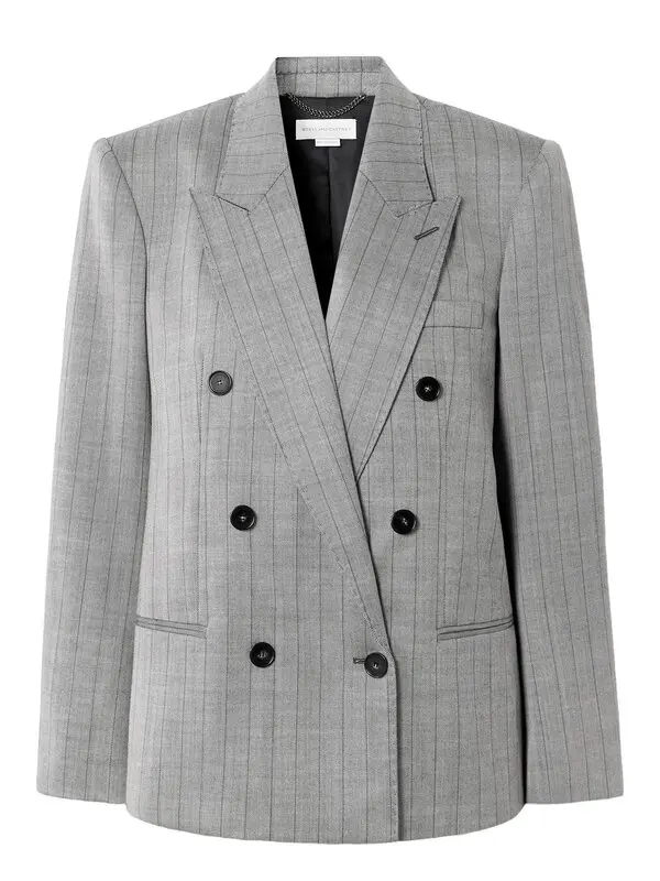 Stella McCartney Double-breasted Pinstriped Blazer - Gray