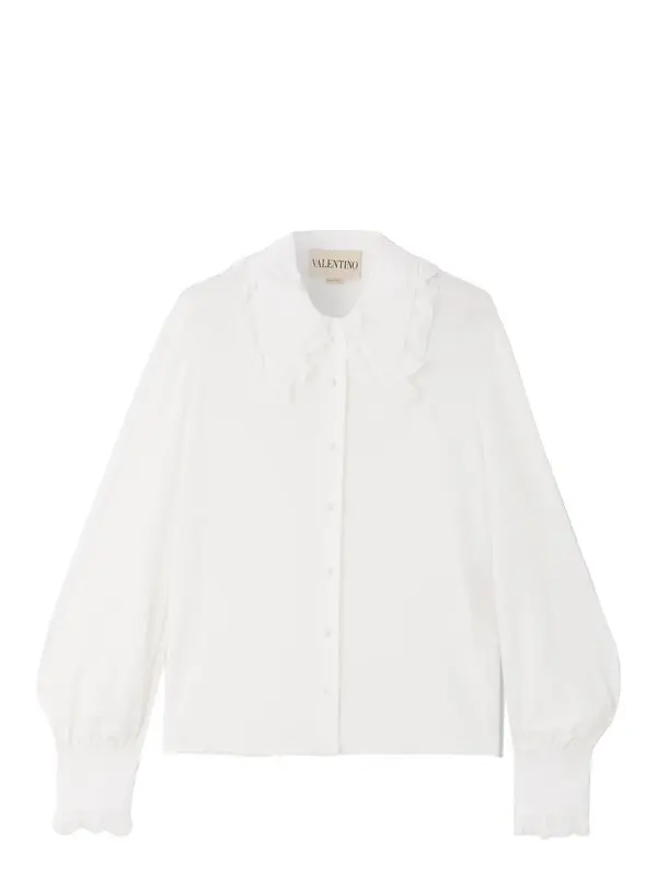 Valentino Garavani Ruffled Silk-crepe Shirt - White