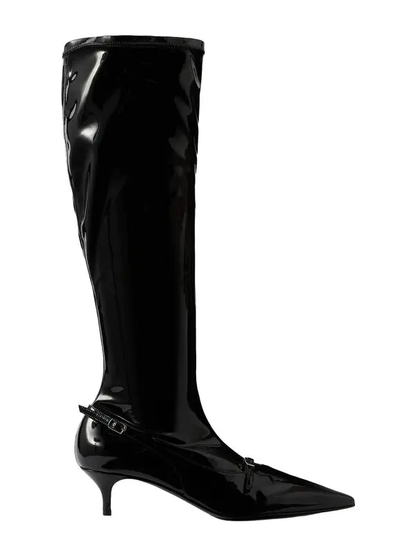 Magda Butrym Buckled Patent-leather Knee Boots - Black