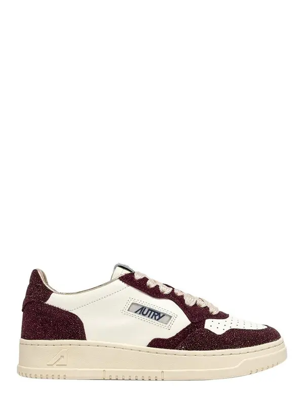 AUTRY Medalist Mixed Leather Low-top Sneakers - Whtbrw