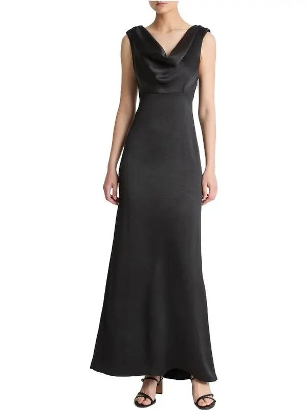Vince Satin Draped Cowl-neck Maxi Dress - Black