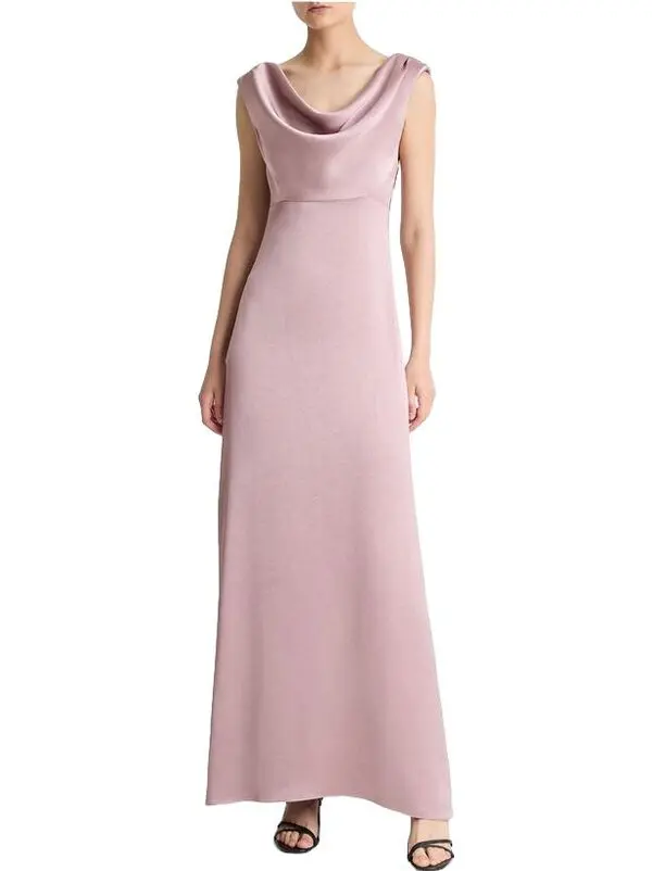 Vince Satin Draped Cowl-neck Maxi Dress - Natural