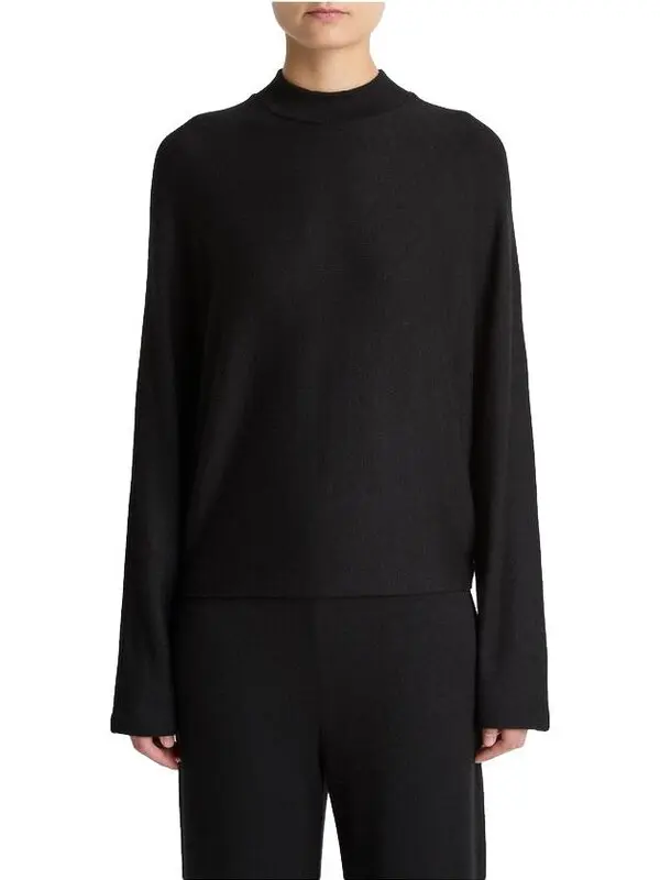 Vince Dolman-sleeve Mock-neck Top - Black
