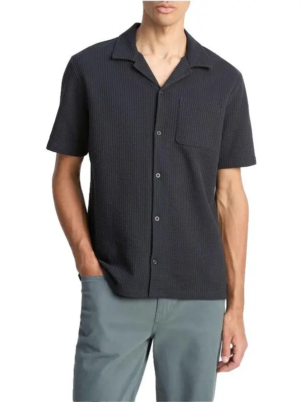 Vince Seersucker-knit Cotton Cabana Shirt - Blue