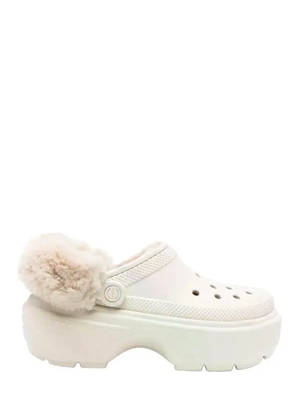 CROCS Faux-fur Platform Clogs - Neutrals