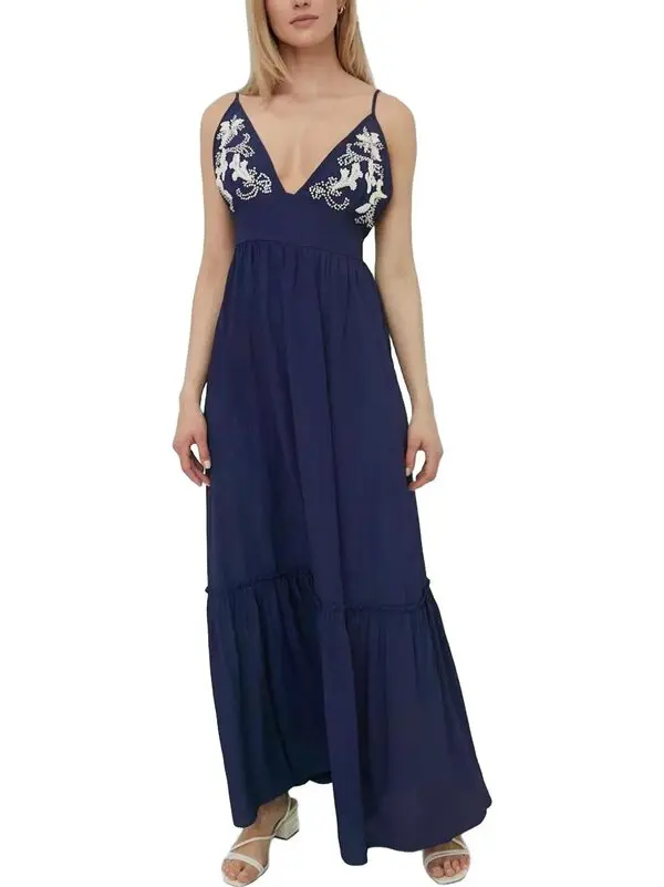 Beatrice B Embellished Tiered Maxi Dress - Blue