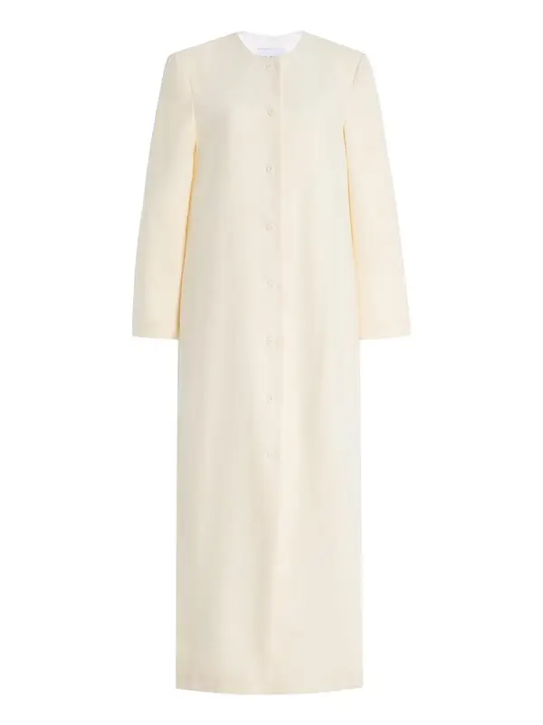 SLOAN Exclusive Wool Long Cardigan Coat - Ivory