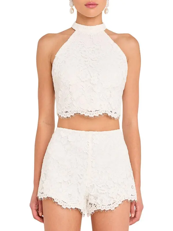 Amanda Uprichard Brynley Lace Halter Top - White
